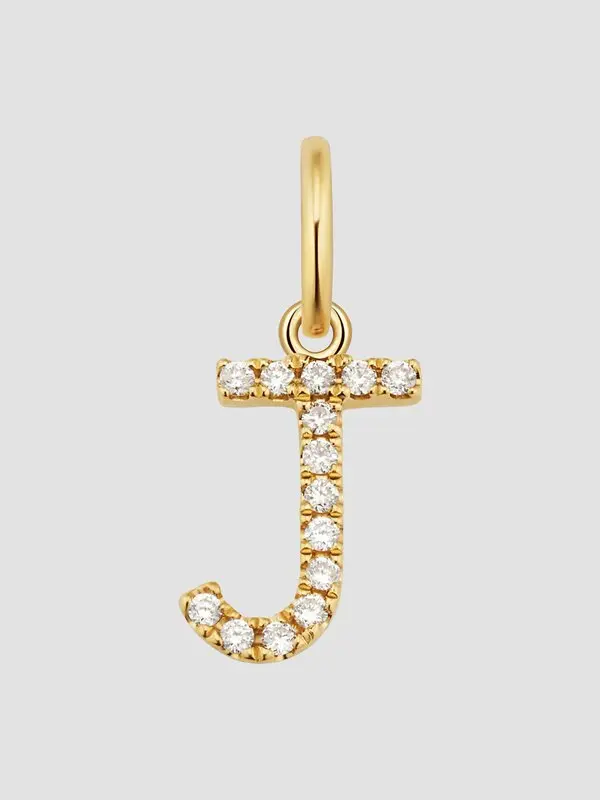 ORADINA 14k Yellow Gold My Letter Diamond Initial Pendant Charm - Initial J