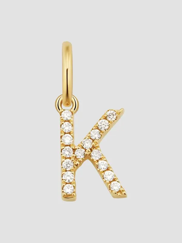 ORADINA 14k Yellow Gold My Letter Diamond Initial Pendant Charm - Initial K