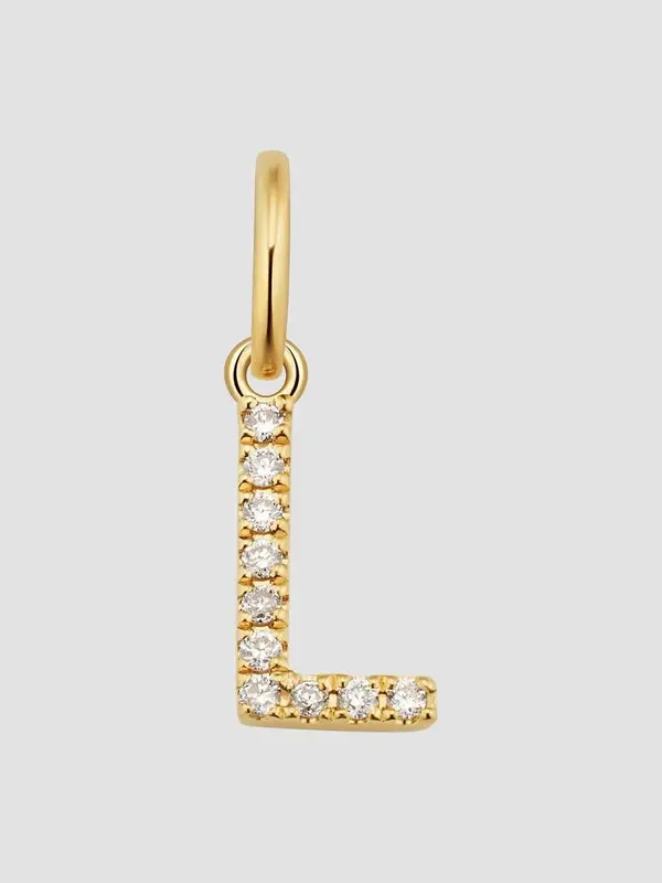 ORADINA 14k Yellow Gold My Letter Diamond Initial Pendant Charm - Initial L