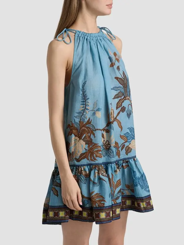 ALEMAIS Georgie Printed Drop-waist Minidress
