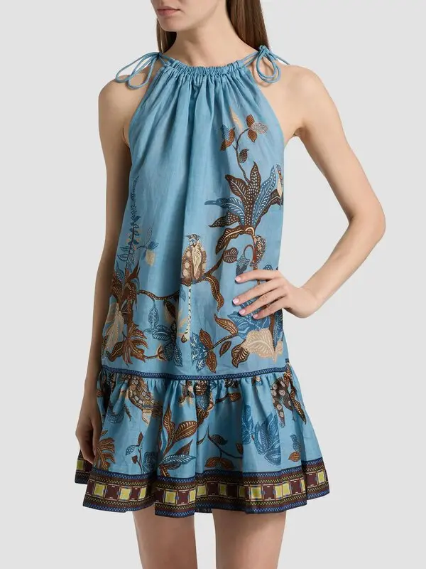 ALEMAIS Georgie Printed Drop-waist Minidress