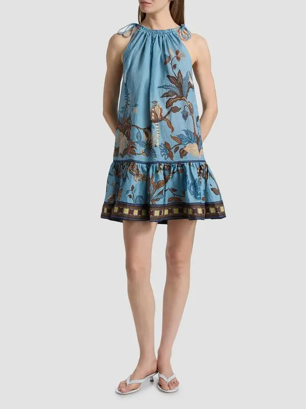 ALEMAIS Georgie Printed Drop-waist Minidress
