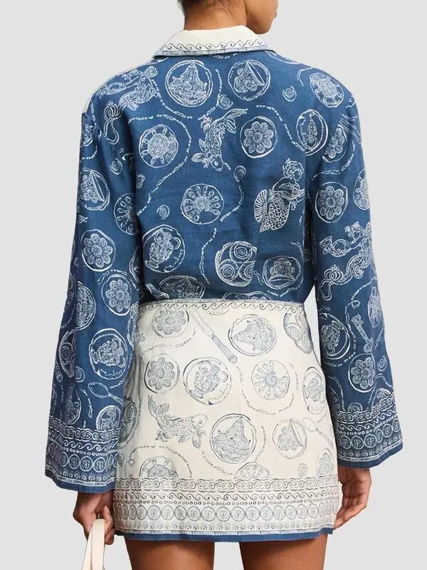 ALEMAIS Lucky Linen Lace-up Top