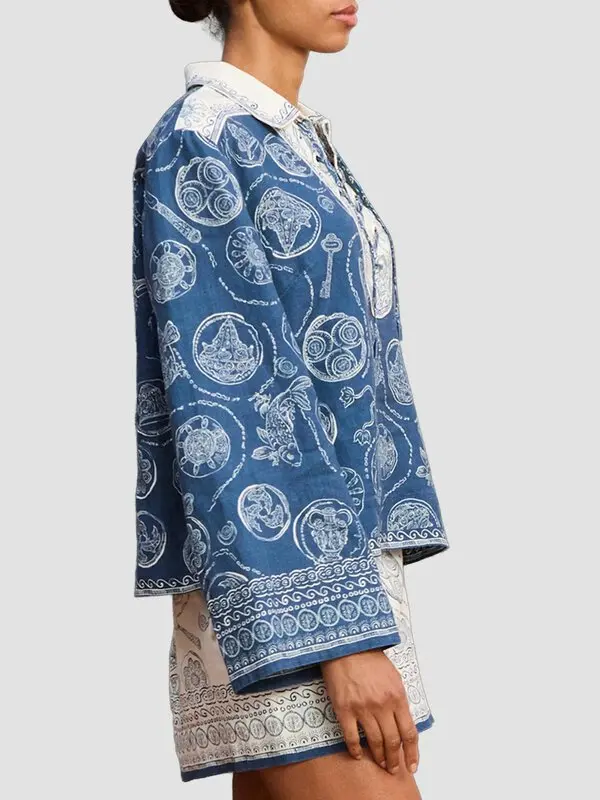 ALEMAIS Lucky Linen Lace-up Top