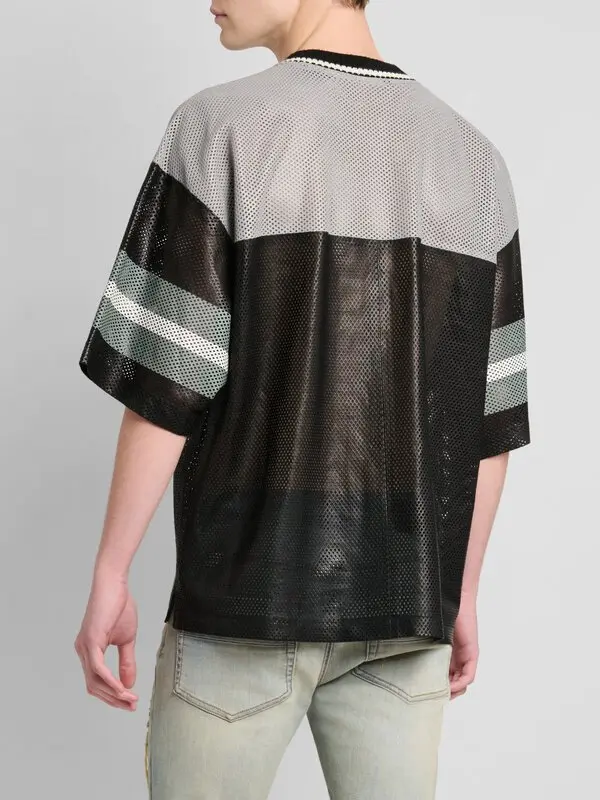 Amiri Graphic Leather Mesh T-shirt