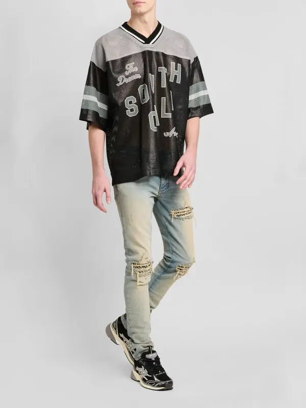 Amiri Graphic Leather Mesh T-shirt
