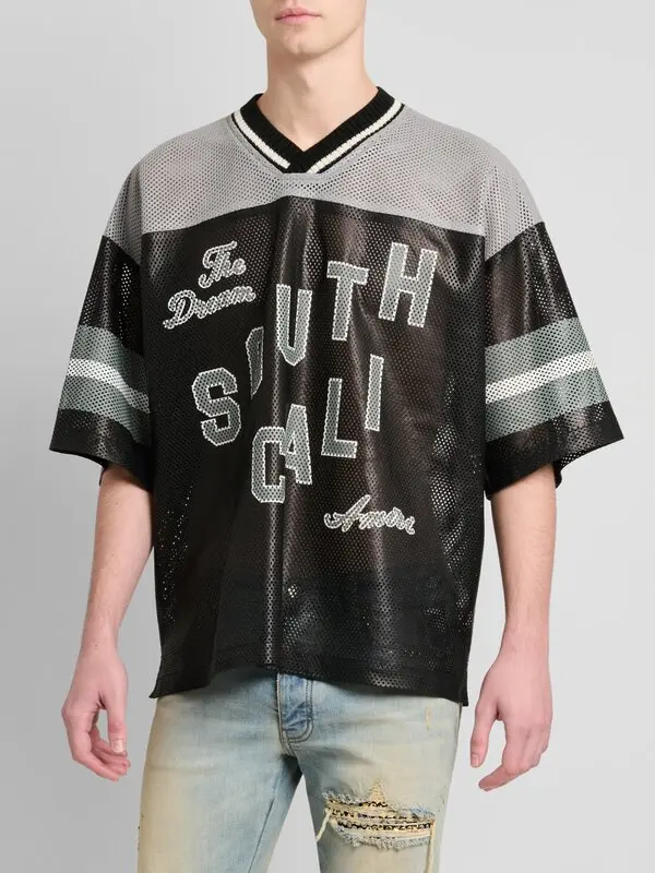 Amiri Graphic Leather Mesh T-shirt