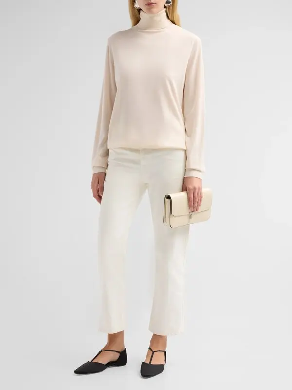 TOTEME T-lock Grained-patent Leather Crossbody Bag - Stone