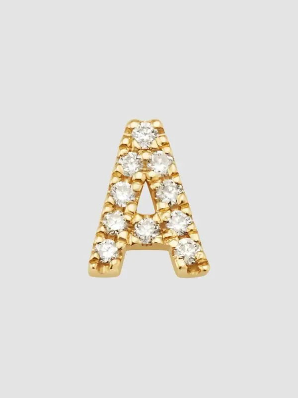 ORADINA 14k Yellow Gold Luxe Letter Diamond Initial Single Stud Earring - Initial A