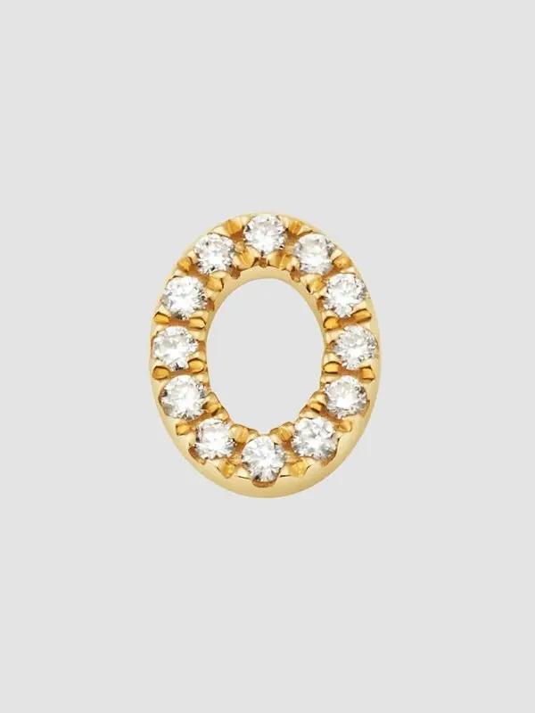 ORADINA 14k Yellow Gold Luxe Letter Diamond Initial Single Stud Earring - Initial O