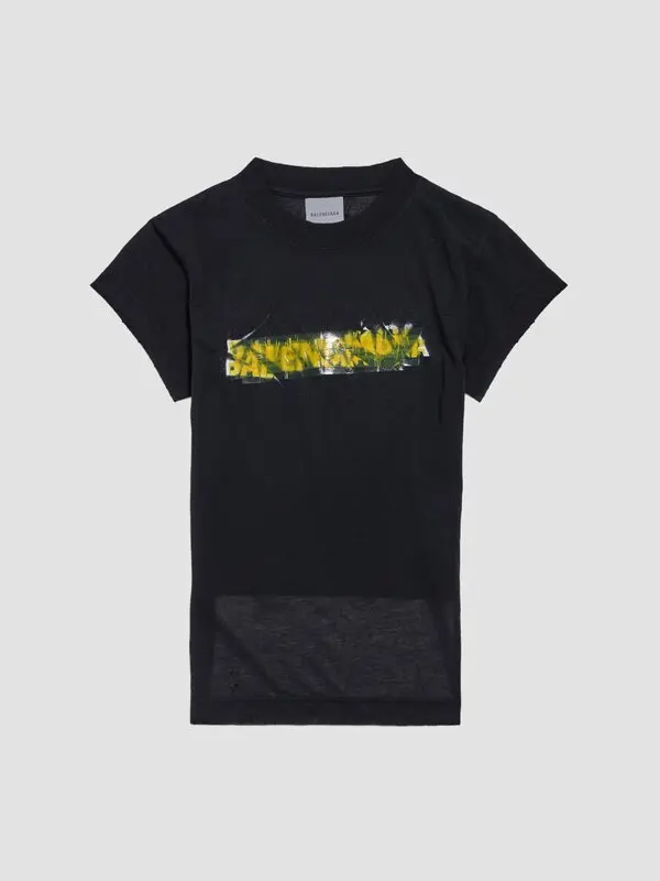 Balenciaga Messy Spray Chopped Back T-shirt - Black