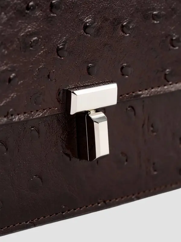 TOTEME T-lock Ostrich-embossed Crossbody Bag