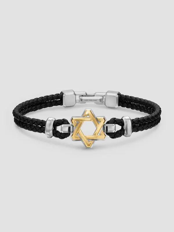 David Yurman Streamline Star Of David Bracelet In Leather - Silver