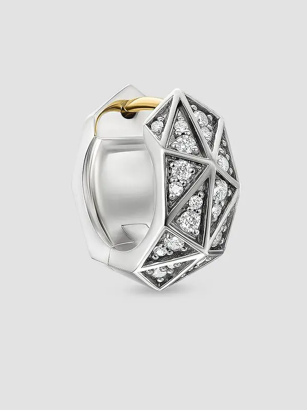 David Yurman Faceted Hoop Earring In Sterling