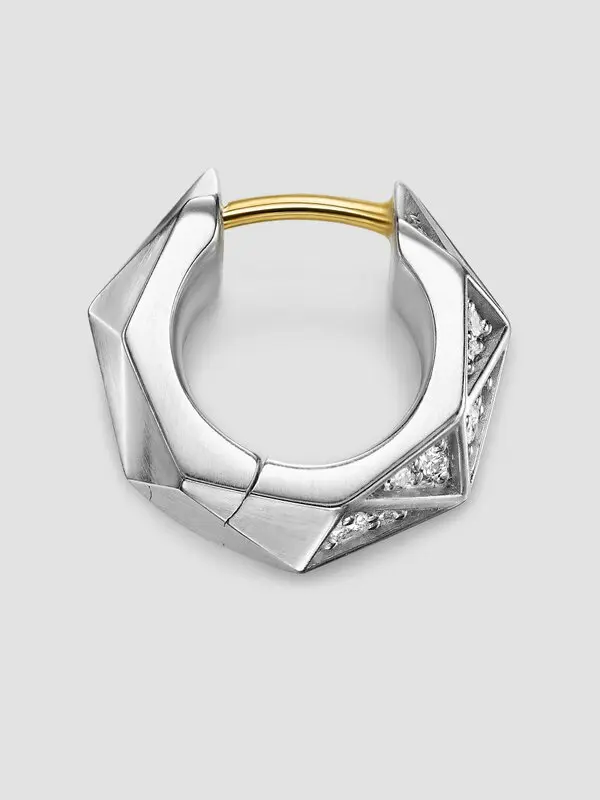 David Yurman Faceted Hoop Earring In Sterling