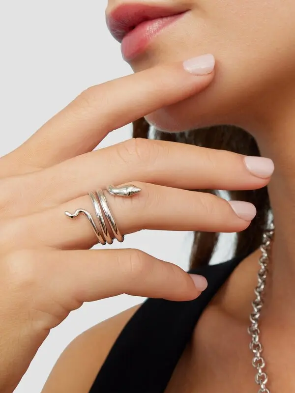 ORADINA Snake Wrap Ring In Sterling