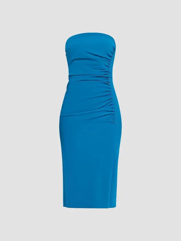 Chiara Boni La Petite Robe Ruched Body-con Strapless Midi-dress