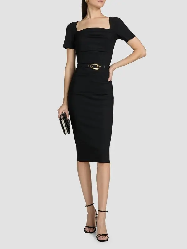 Chiara Boni La Petite Robe Bahir Square Neck Belted Midi-dress