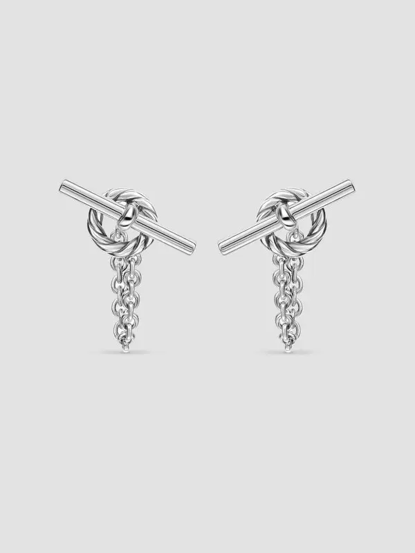 David Yurman Dy Mercer Bold Toggle Chain Stud Earrings In Sterling 50.4mm - Silver