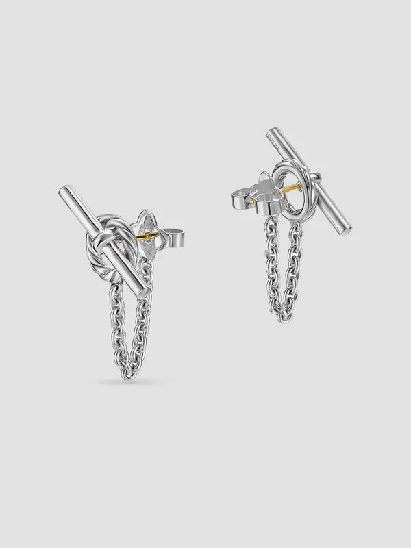 David Yurman Dy Mercer Bold Toggle Chain Stud Earrings In Sterling 50.4mm