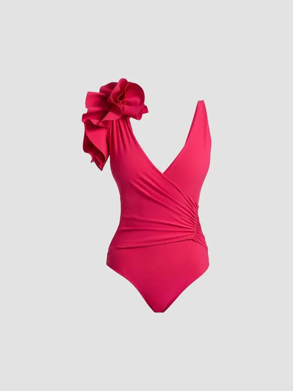 Chiara Boni La Petite Robe Miana Ruffled Shoulder One-piece Swimsuit