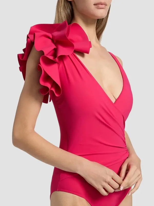 Chiara Boni La Petite Robe Miana Ruffled Shoulder One-piece Swimsuit