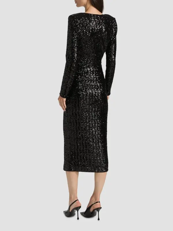 Chiara Boni La Petite Robe Jarra Sequined Twist-front V-neck Midi-dress