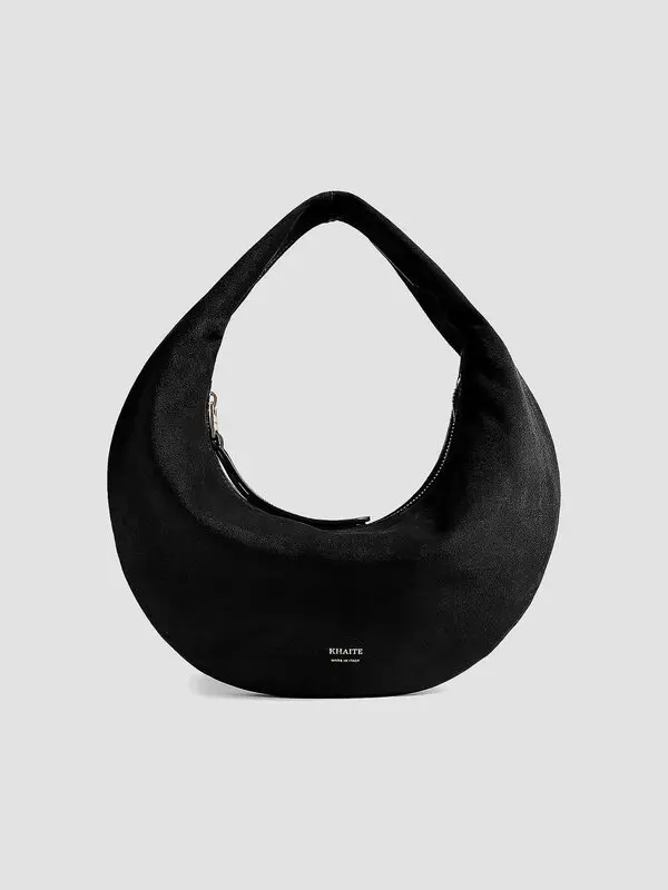 Khaite Olivia Mini Suede Hobo Bag - Black