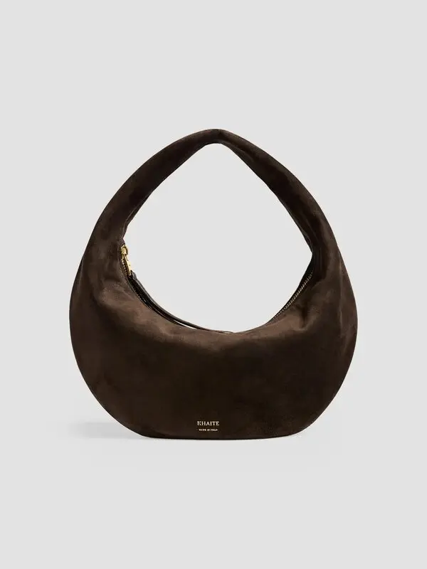 Khaite Olivia Mini Suede Hobo Bag - Ebano