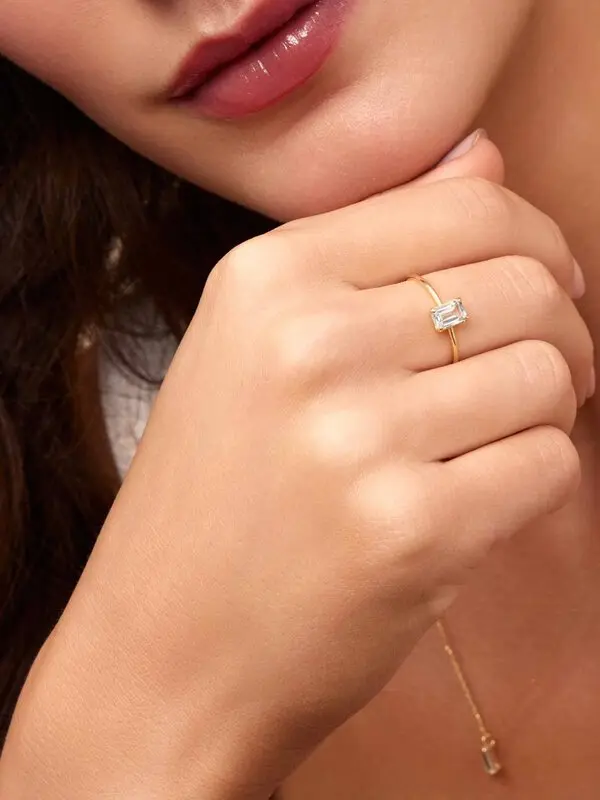 ORADINA White Topaz Vivid Ring In 14k Yellow