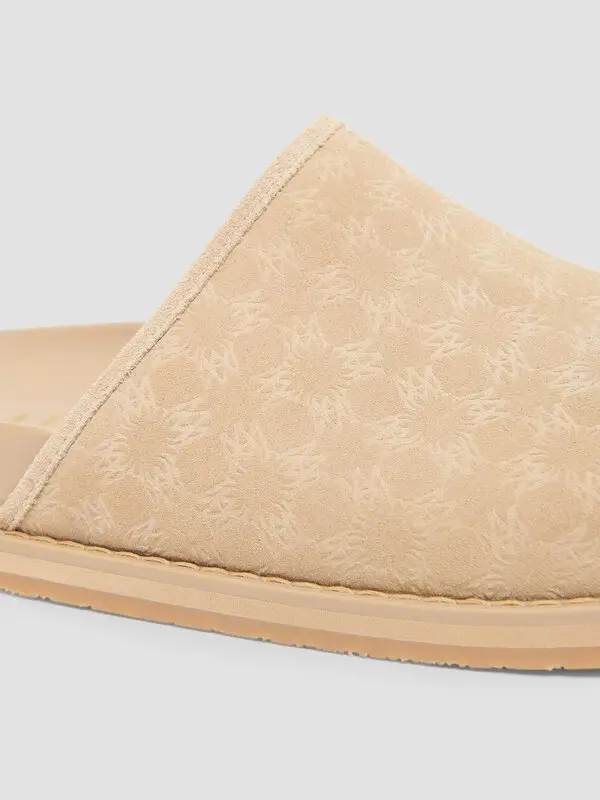 Amiri Ma Monogram Suede Clogs - Tan