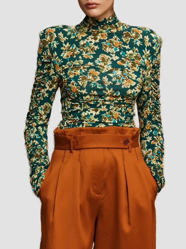 ALEMAIS Clem Ruched Floral Top