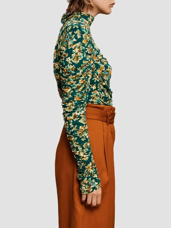 ALEMAIS Clem Ruched Floral Top