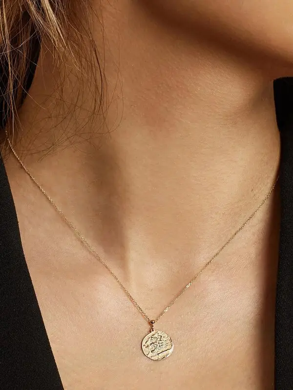 ORADINA 14k Yellow Greek Lion Medallion Pendant Charm