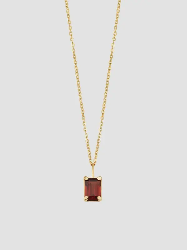 ORADINA Date Me Birthstone Pendant Necklace In 14k Yellow Gold - Garnet January