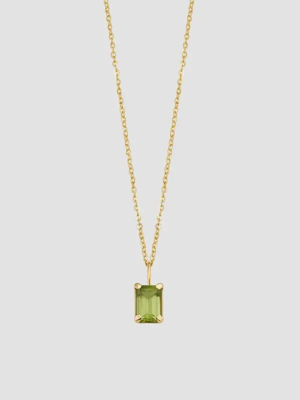 ORADINA Date Me Birthstone Pendant Necklace In 14k Yellow Gold - Peridot August