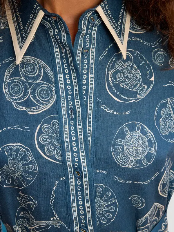 ALEMAIS Lucky Printed Linen Mini Dress
