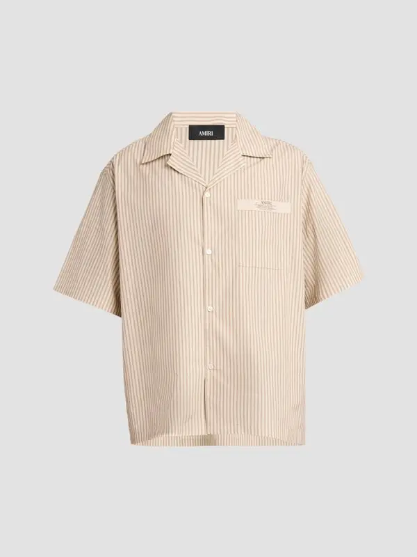 Amiri Spirit Logo Striped Cotton Poplin-blend Camp Shirt
