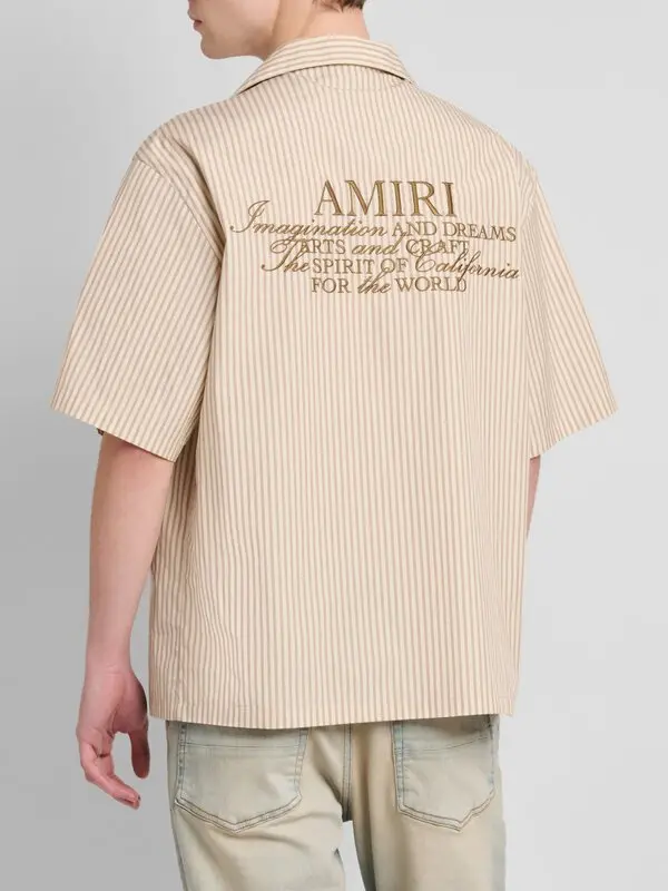 Amiri Spirit Logo Striped Cotton Poplin-blend Camp Shirt