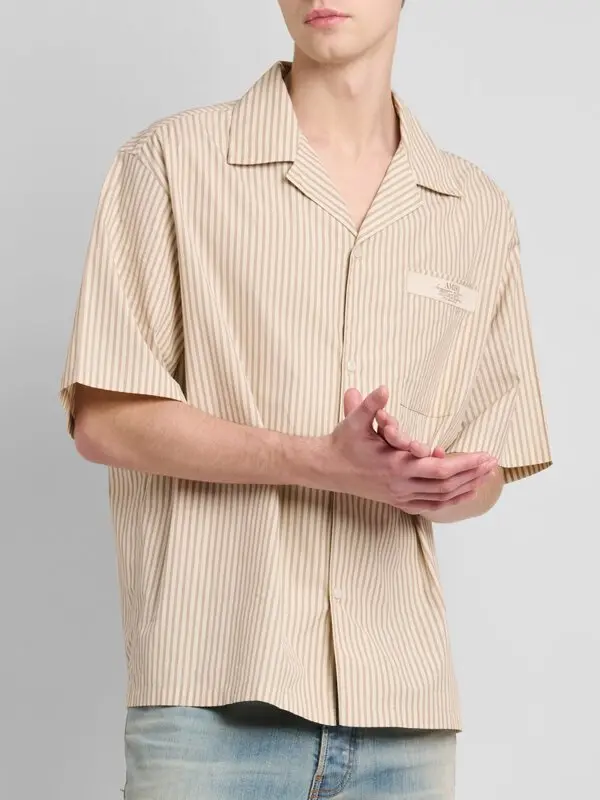 Amiri Spirit Logo Striped Cotton Poplin-blend Camp Shirt