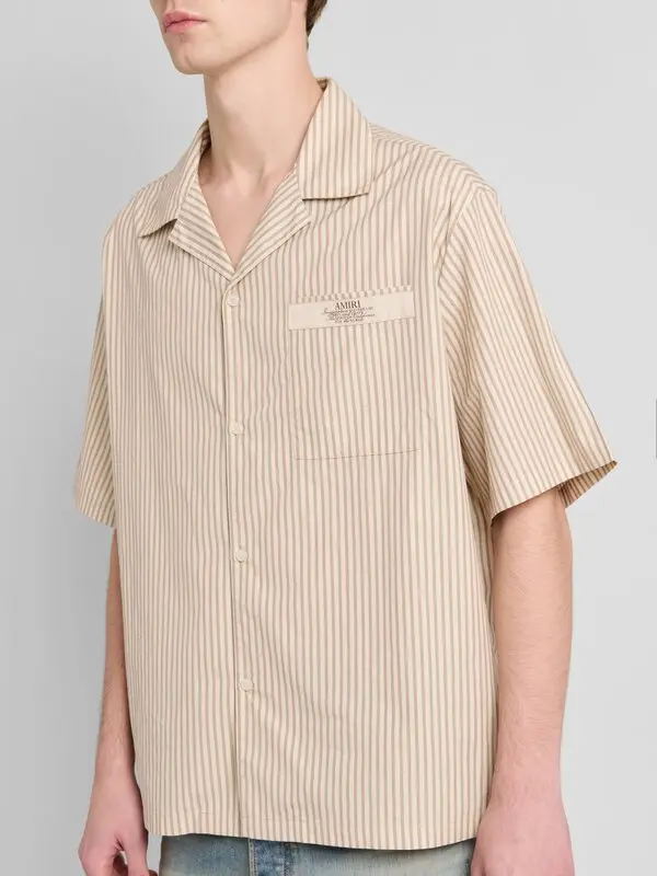Amiri Spirit Logo Striped Cotton Poplin-blend Camp Shirt
