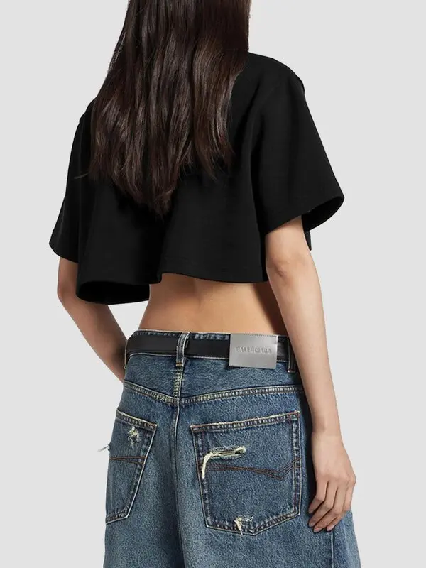 Balenciaga Cropped T-shirt - Black