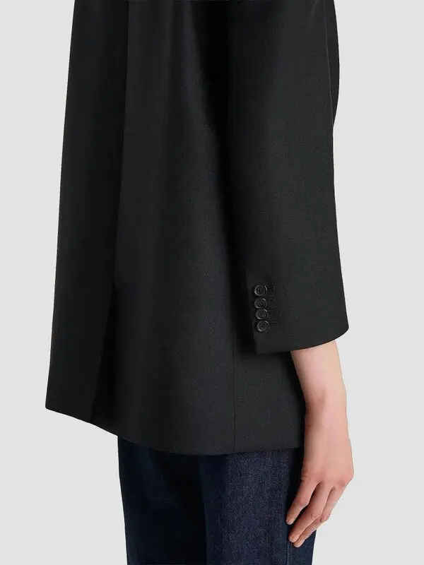 Khaite Palto Wool-silk Asymmetric Jacket