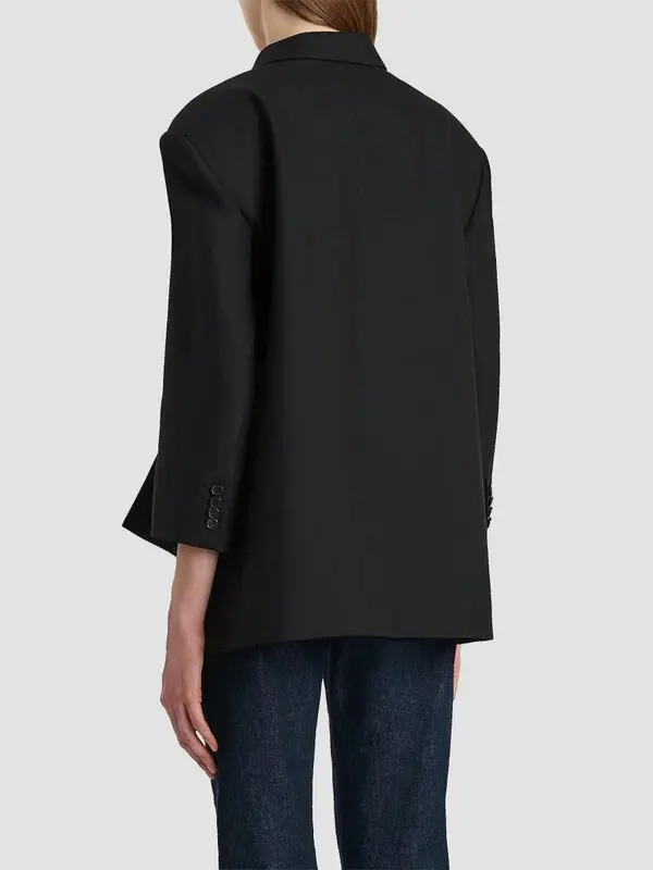 Khaite Palto Wool-silk Asymmetric Jacket