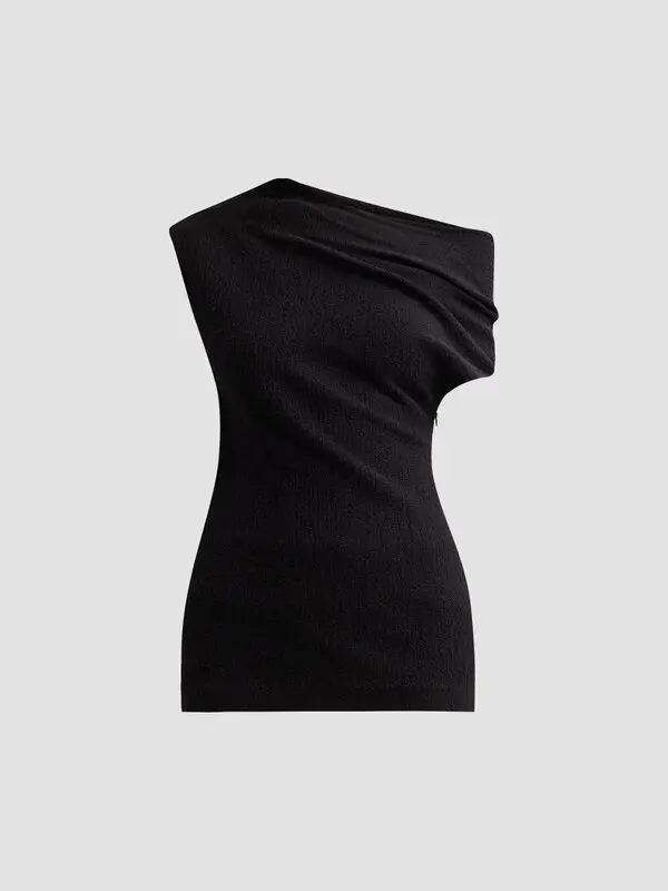 TOTEME Draped One-shoulder Top - Black