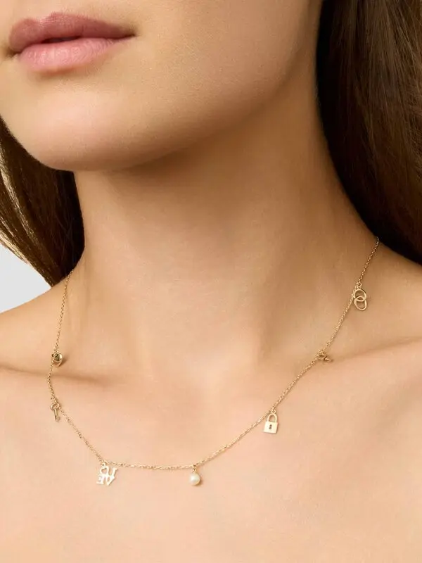 ORADINA 14k Yellow Forever Yours Charm Necklace