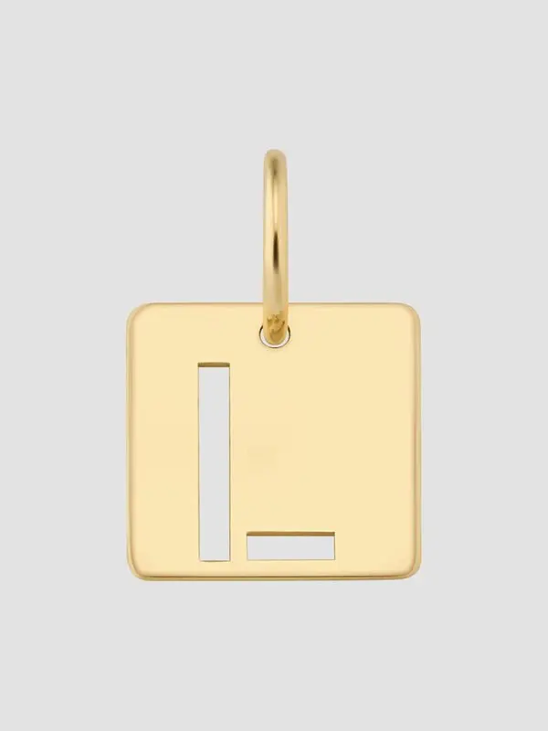 ORADINA 14k Yellow Gold Initial Tile Pendant Charm - Letter L
