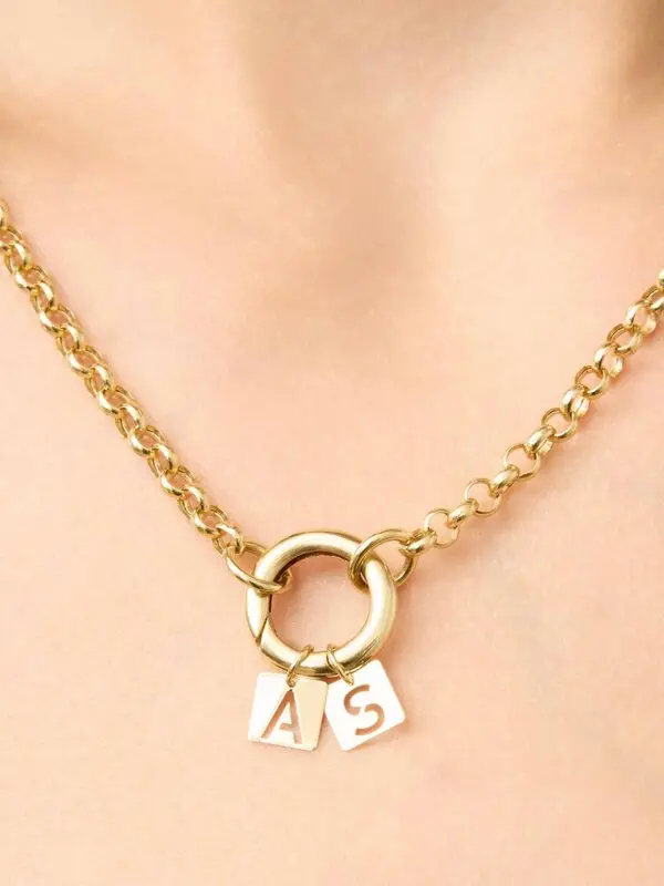 ORADINA 14k Yellow Gold Initial Tile Pendant Charm - Letter Y