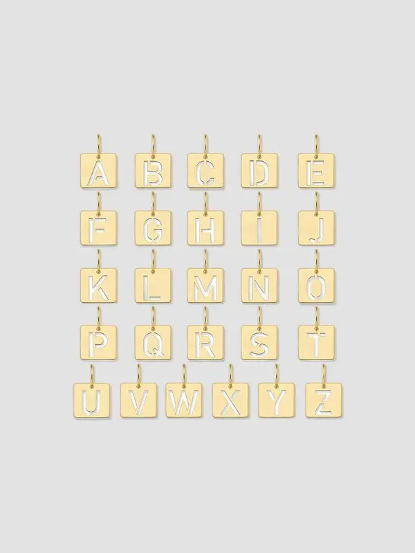 ORADINA 14k Yellow Gold Initial Tile Pendant Charm - Letter Y