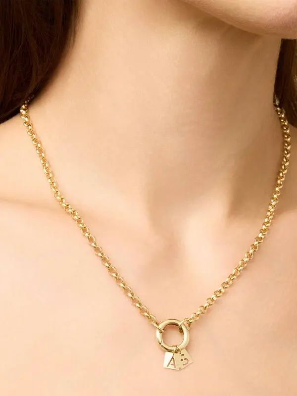 ORADINA 14k Yellow Gold Initial Tile Pendant Charm - Letter Y